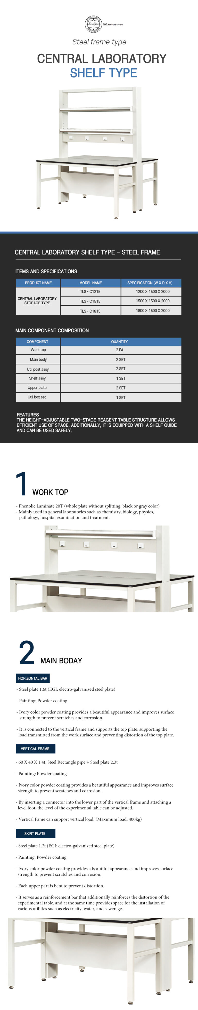 Central laboratory shelf type (Steel) | Luxdezine