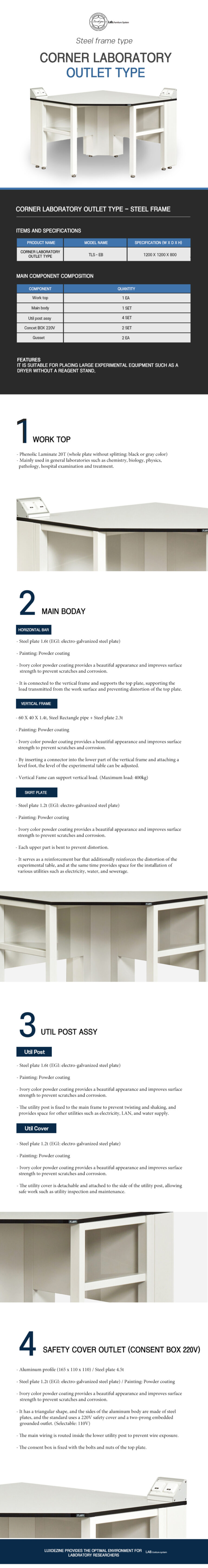 Corner laboratory outlet type (Steel) | Luxdezine