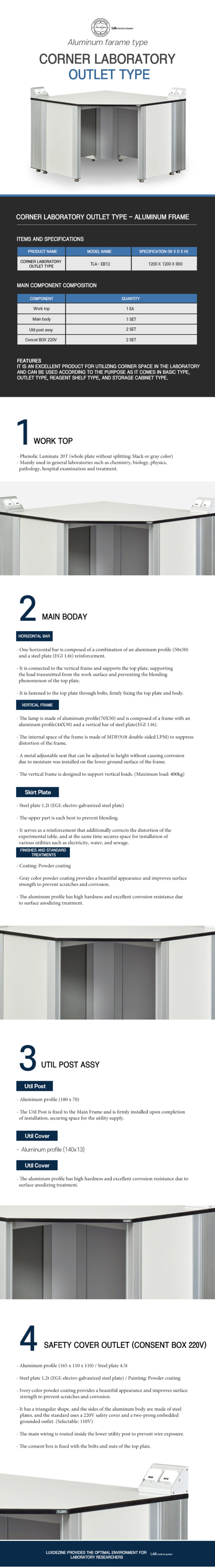Corner laboratory outlet type (Aluminum) | Luxdezine