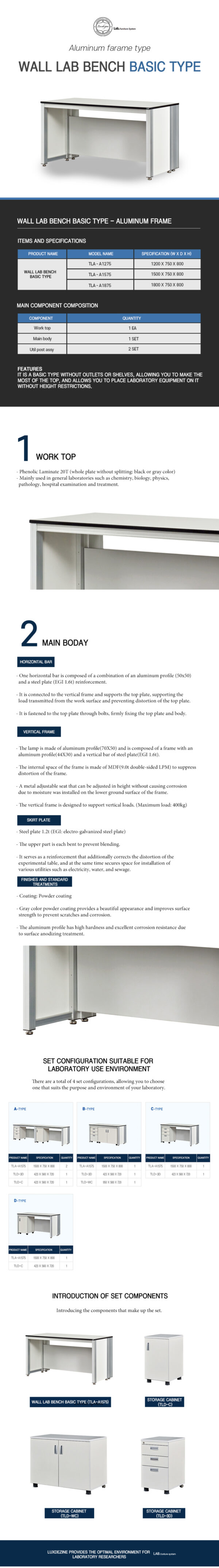 Wall lab bench Basic type (Aluminum) | Luxdezine