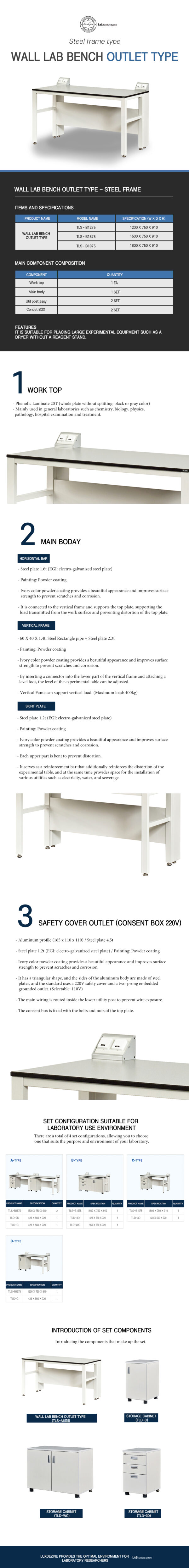 Wall lab bench outlet type (Steel) | Luxdezine