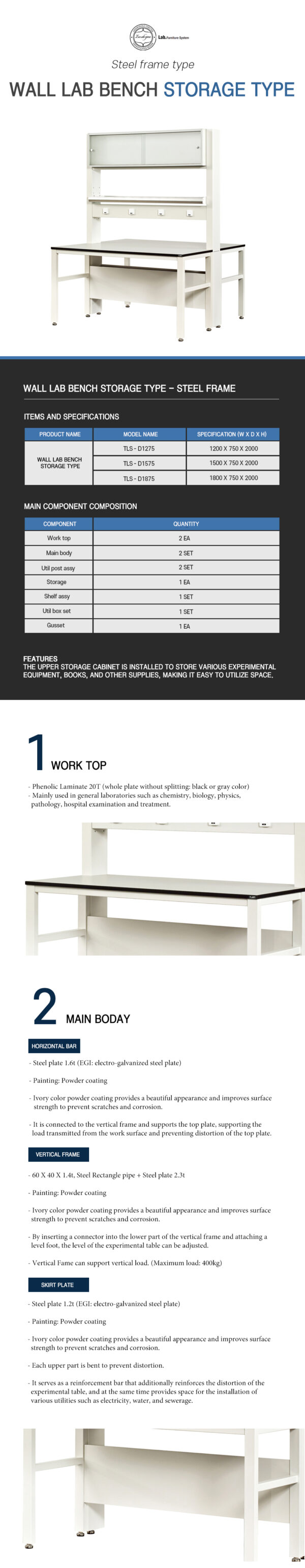 Wall lab bench storage type (Steel) | Luxdezine